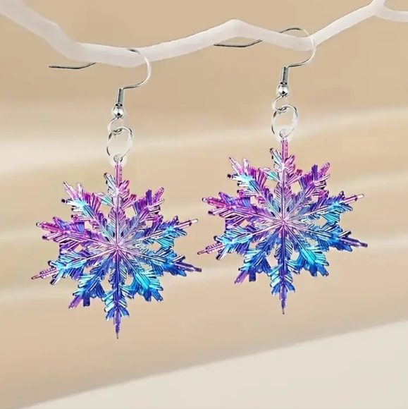 Jewelry | Elegant Acrylic Snowflake Dangle Earrings | Poshmark